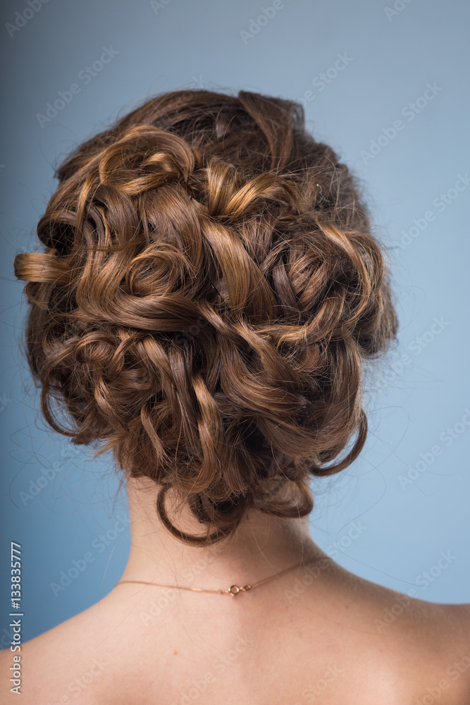 hair styling, bare back Stock Photo | Adobe Stock