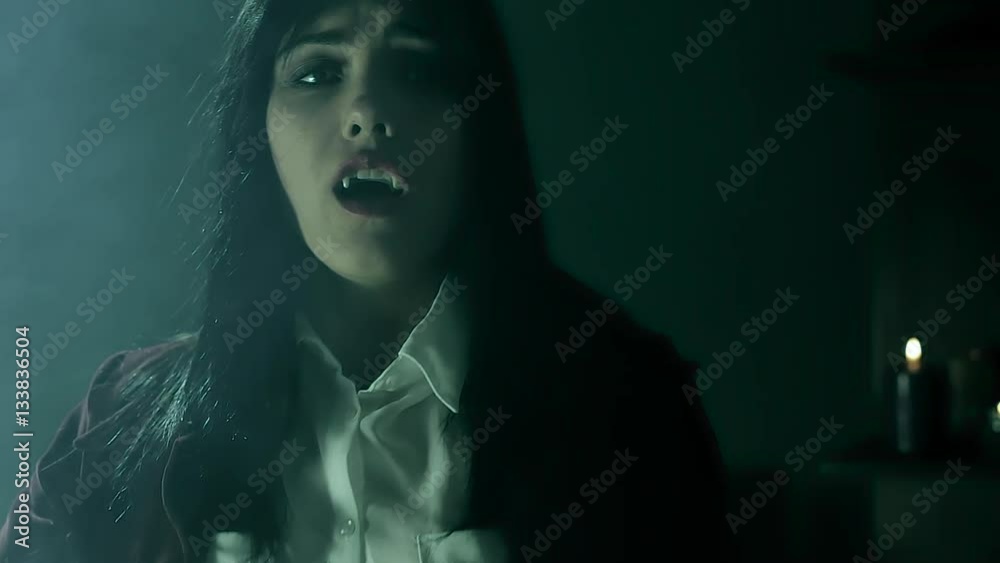 sick ill female vampire scared/lonely woman vampire scared Stock Video ...