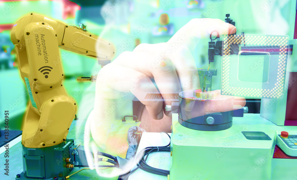 Industry 4.0 , Machine learning and artificial intelligence concept ...