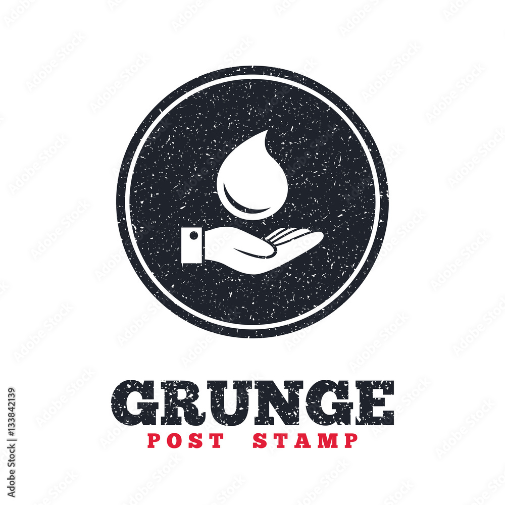 Water drop and hand sign. Save water symbol. Stock Vector | Adobe Stock