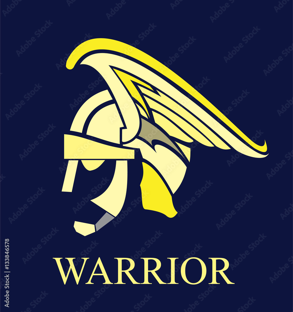hero. warrior helmet. warrior head. warrior profile. side view of ...