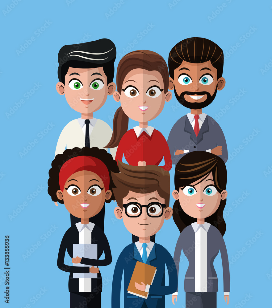 cartoon people team work professional vector illustration eps 10 Stock ...
