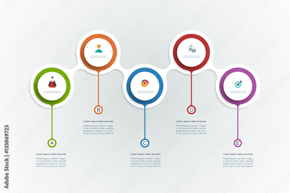 Vector infographics timeline design template with 3D paper label ...
