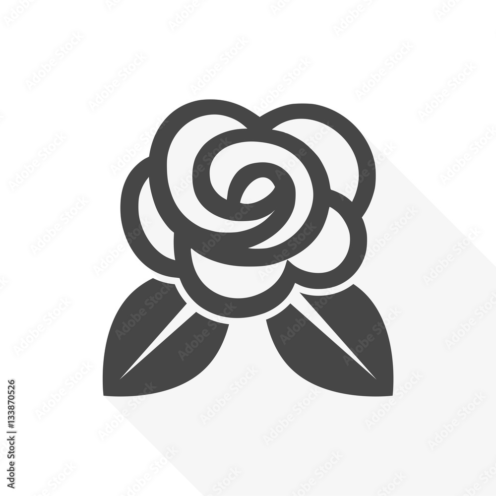 Rose Icon Flat Graphic Design - Illustration with long shadow Stock ...