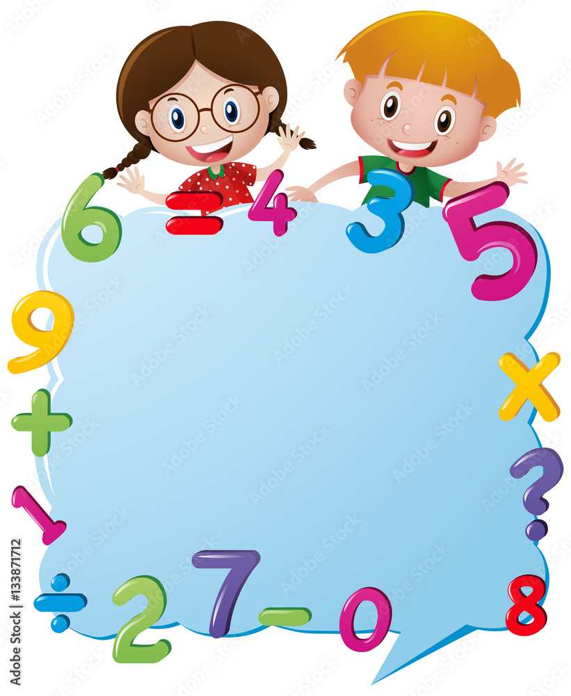 Border template with kids and numbers Stock Vector | Adobe Stock