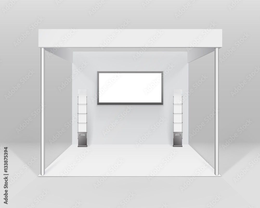 Vector White Blank Indoor Trade exhibition Booth Standard Stand for ...