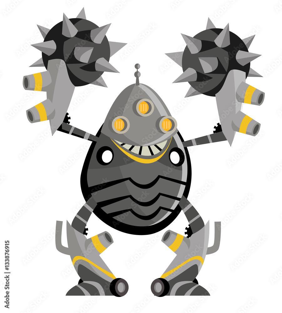 deadly mad angry robot with spike balls Stock Vector | Adobe Stock
