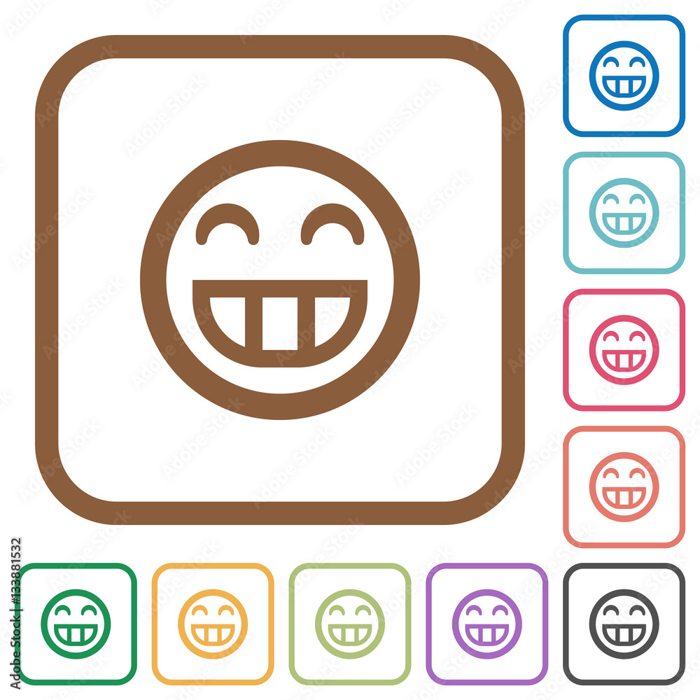 Laughing emoticon simple icons Stock Vector | Adobe Stock