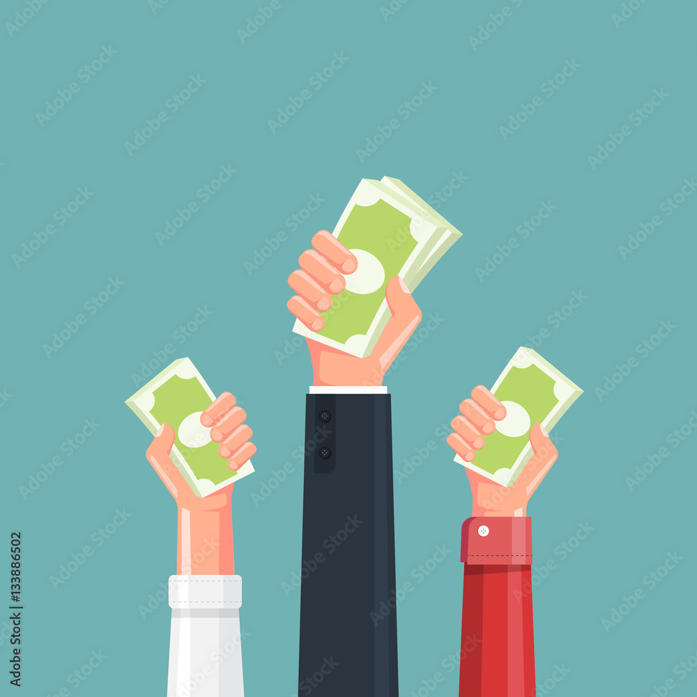 Hand holding money. vector illustration. Stock Vector | Adobe Stock