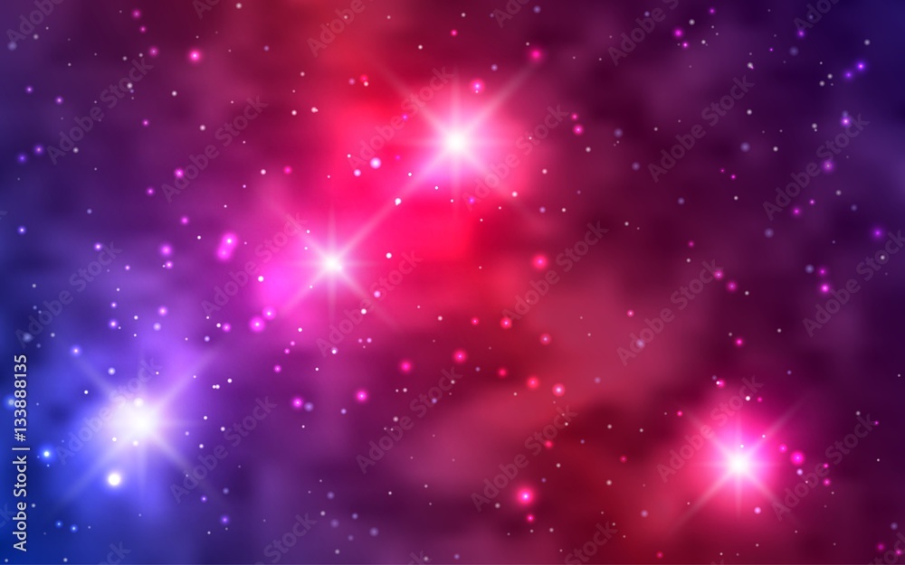 Cosmic background galaxies, nebula and shining stars. Space vector ...