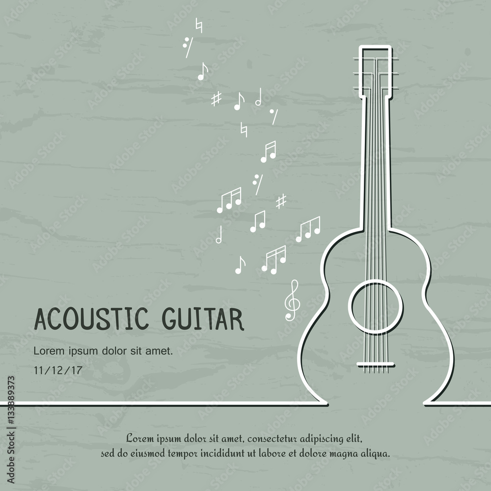 Abstract acoustic guitar cover. Graphic vector poster illustration ...