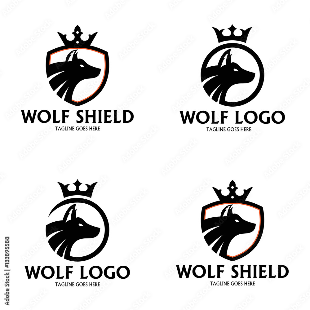 Wolf logo design template ,Wolf shield logo design concept ,Vector ...
