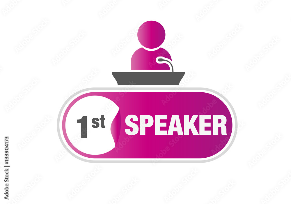 Speaker, session, microphone, podium, sign, button, 1st vector de Stock ...