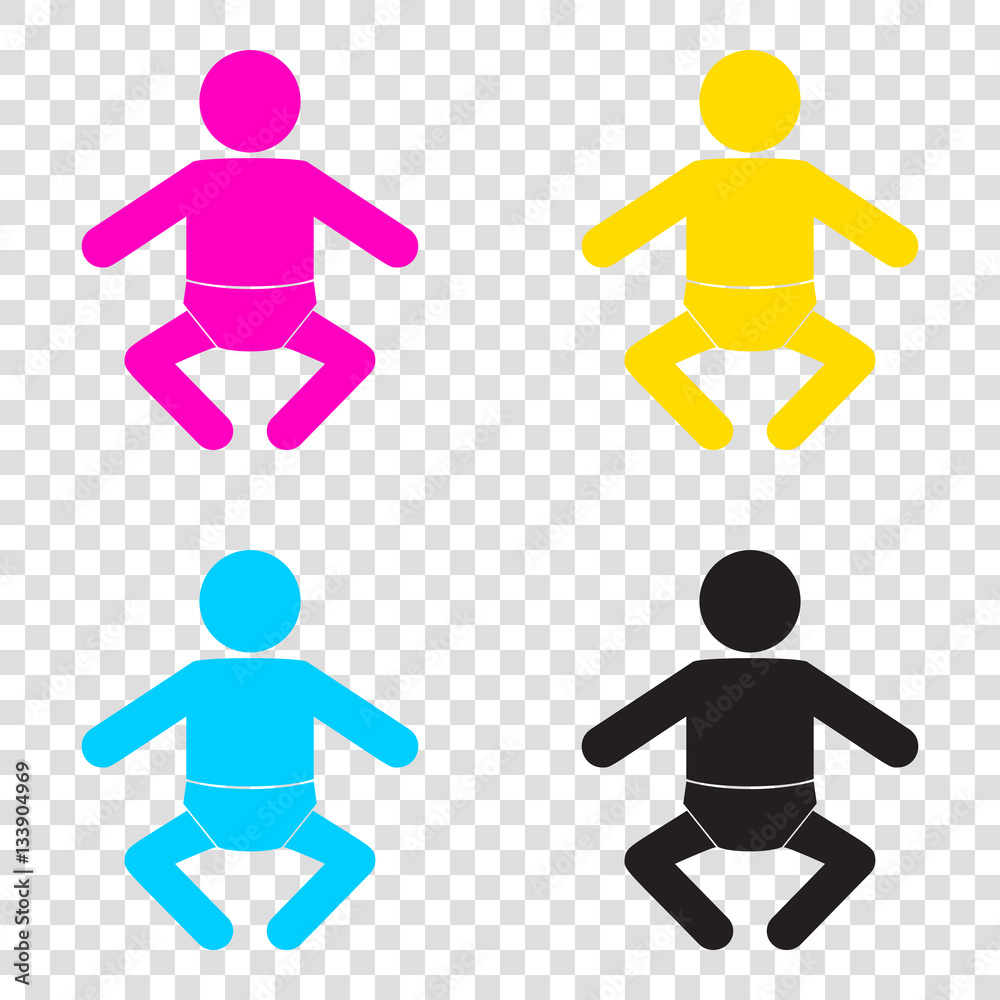 Baby sign illustration. CMYK icons on transparent background. Cy Stock ...