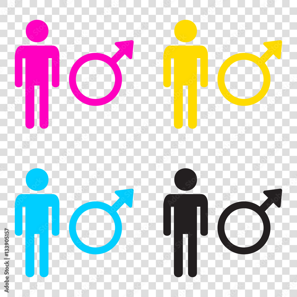 Male sign illustration. CMYK icons on transparent background. Cy Stock ...