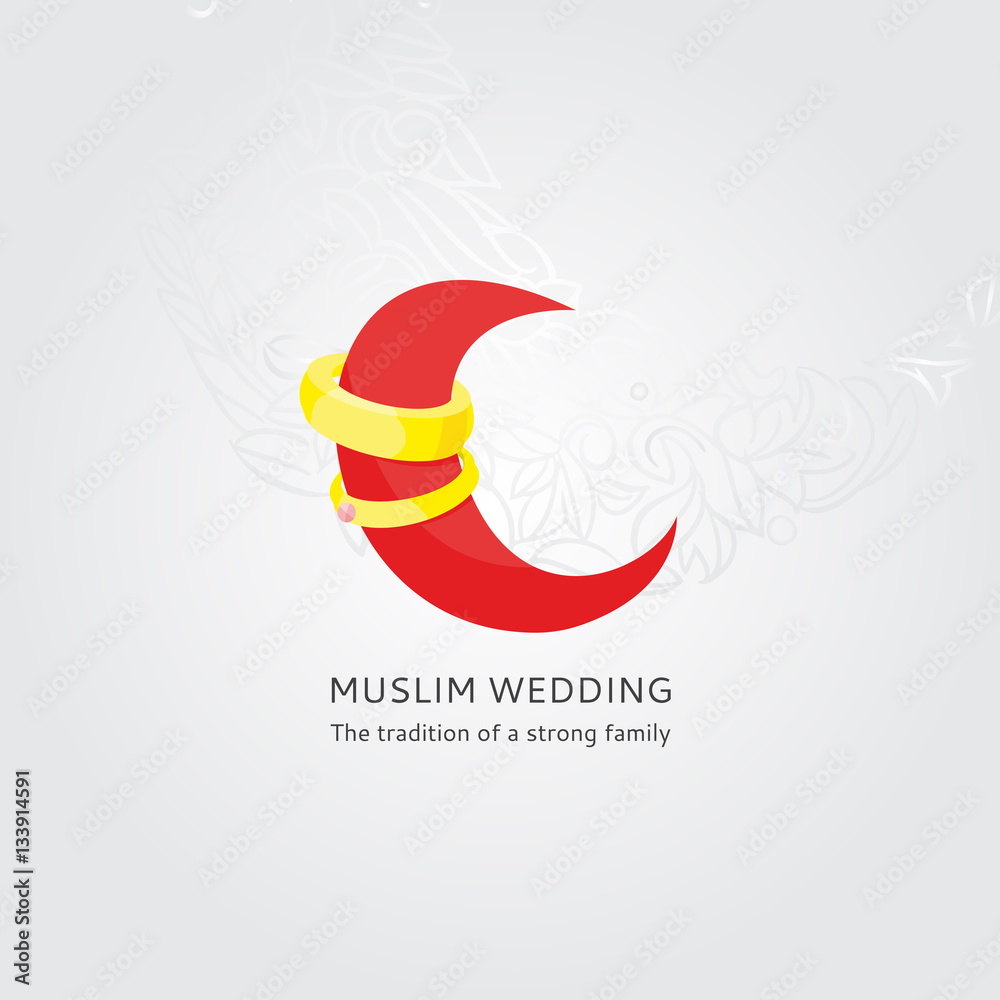 Muslim wedding logo. Vector logo moon and wedding rings Stock Vector ...
