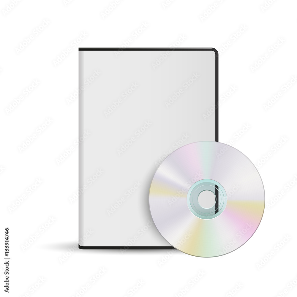 DVD disc and box template for your design, vector, isolated on white ...