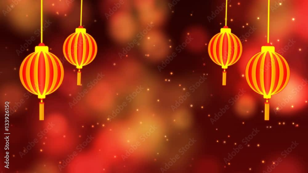 Chinese style red background animation with golden lanterns Stock Video ...