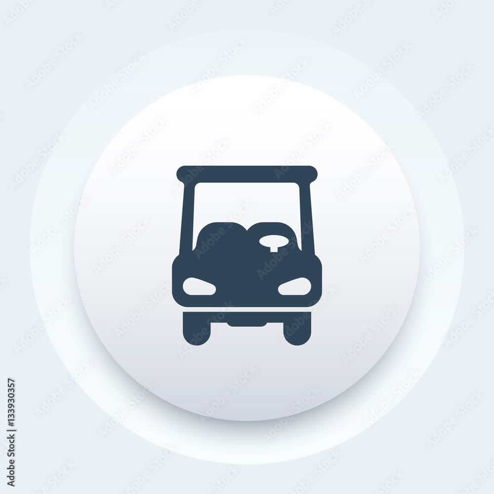 Golf cart icon on round shape, front view, vector illustration Stock ...