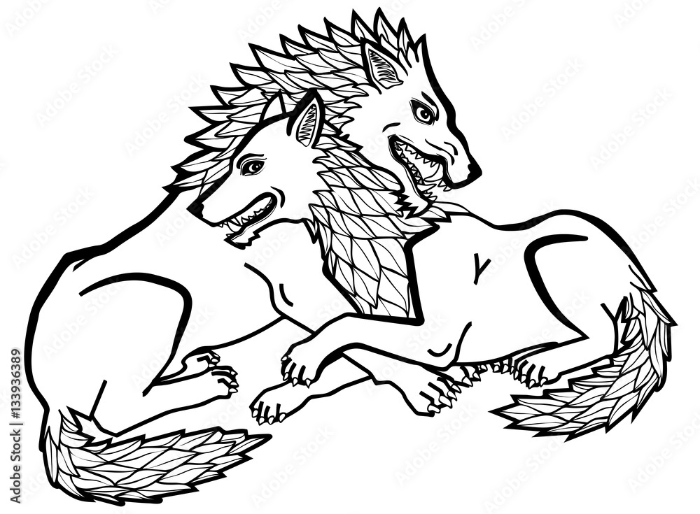 Wolves In Love Lineart