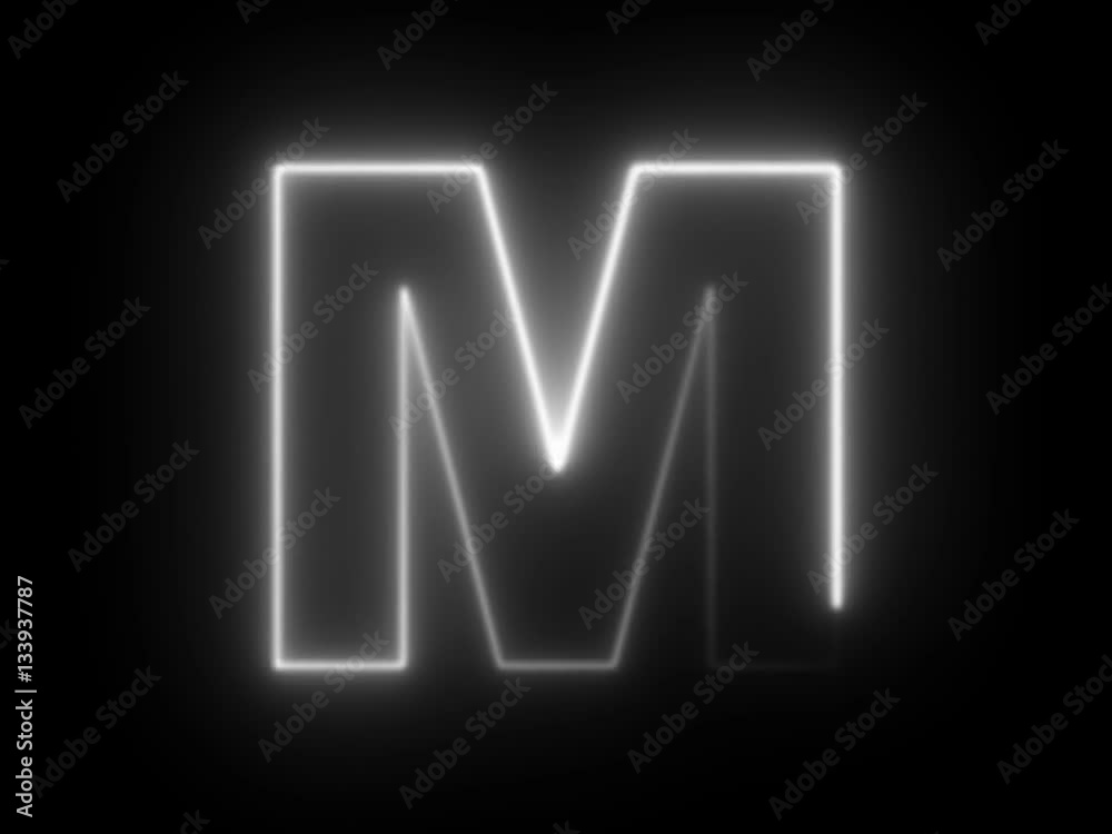 Alphabet letter M - animated light outline on black background Stock ...