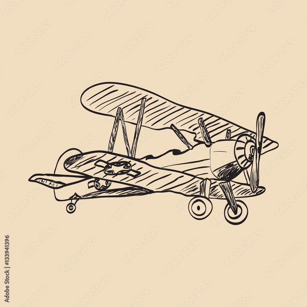 Small plane vector drawing isolated on white background Stock Vector ...
