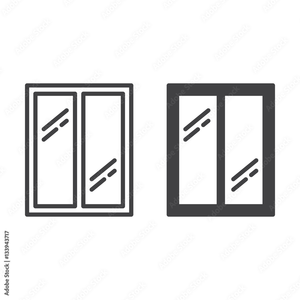 Glass window line icon, outline and filled vector sign, linear and full ...