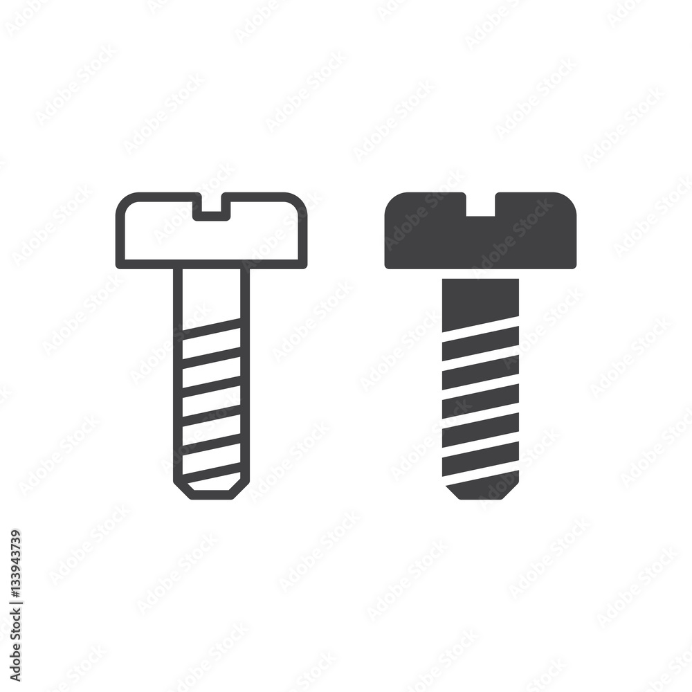 Bolt, screw line icon, outline and filled vector sign, linear and full ...