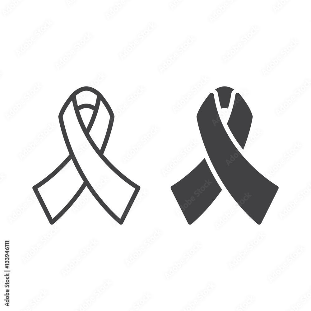AIDS Ribbon line icon, outline and filled vector sign, linear and full ...