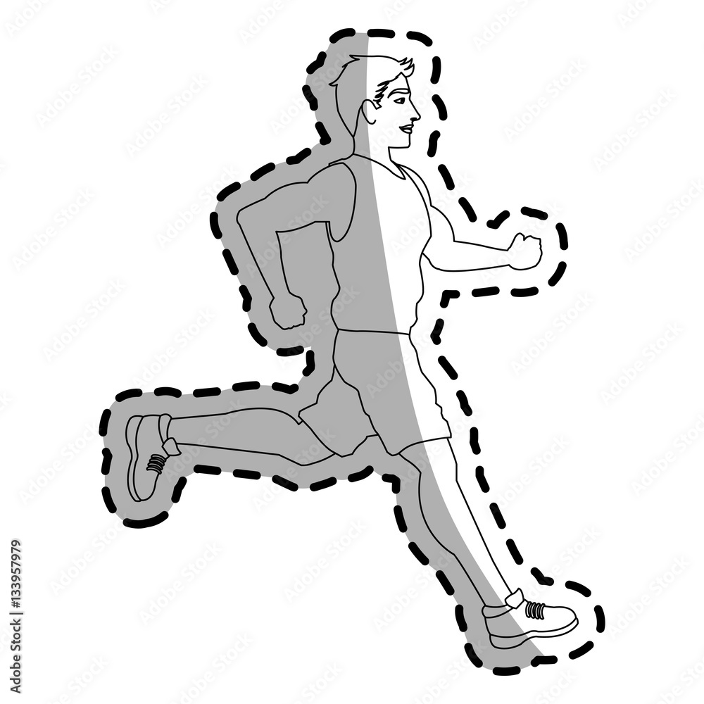 man running cartoon icon over white background. vector illustration ...