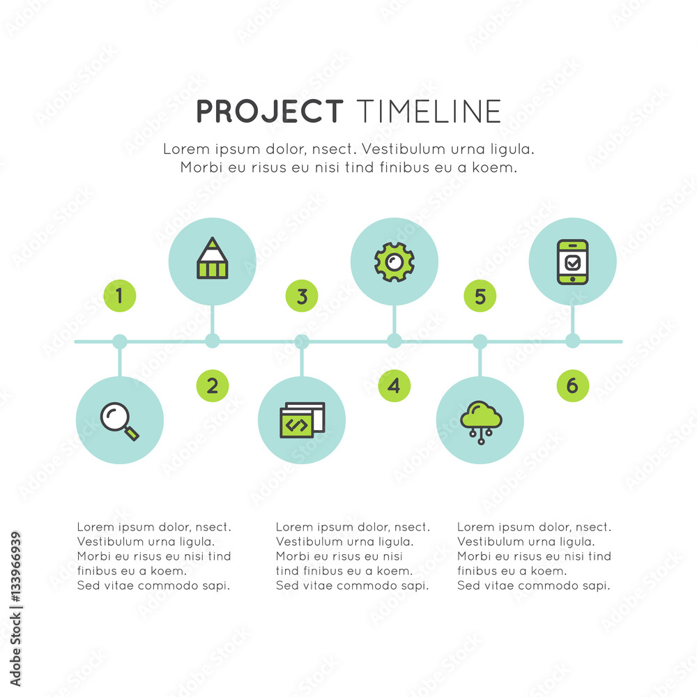 Vector Icon Style Flat Timeline Infographic Elements Template for ...