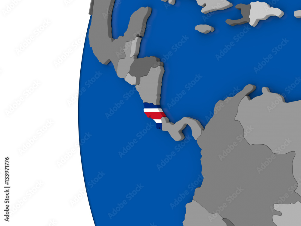 Costa Rica on globe ilustración de Stock | Adobe Stock