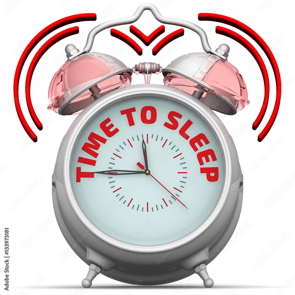 Time to sleep. The alarm clock with an inscription Stock-Illustration ...