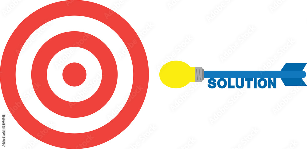 Bullseye with dart with lightbulb and text solution. Stock Vector ...
