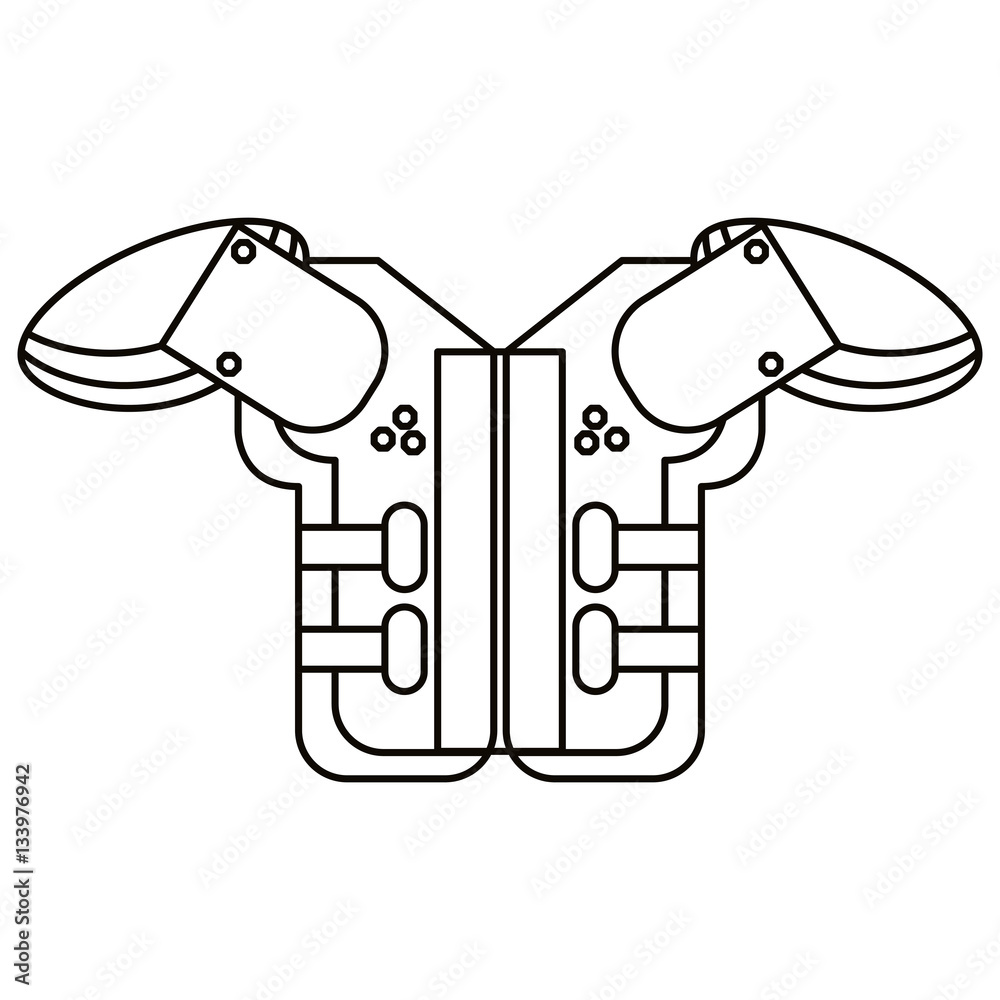 shoulder pad american football equipment protection outline vector ...