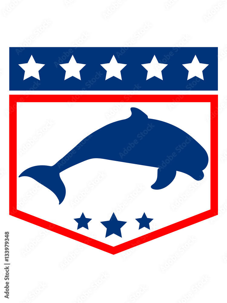 Logo coat of arms stars cool design silhouette outline dolphin jump ...