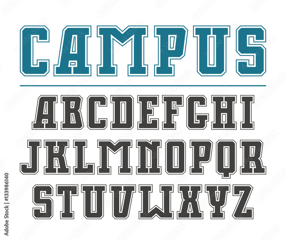 Slab serif font with contour Stock Vector | Adobe Stock