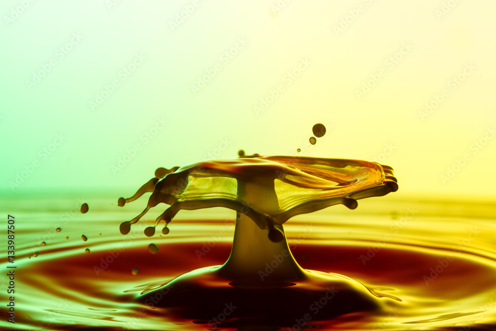 Poster Liquid Art, the study of a liquid drop creating shapes from ...