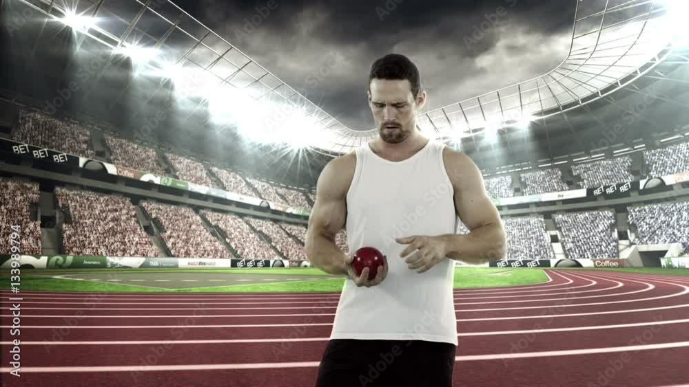 Male athlete preparing to throw shot put ball Stock Video | Adobe Stock