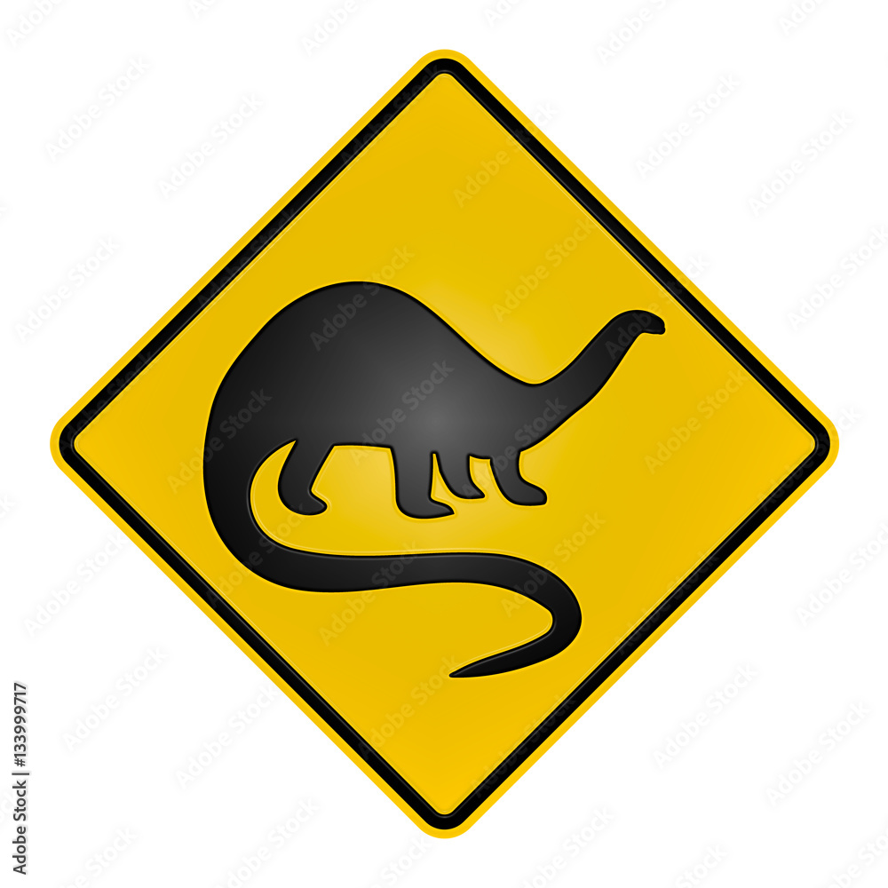 Warning Sign Dino Stock Illustration | Adobe Stock