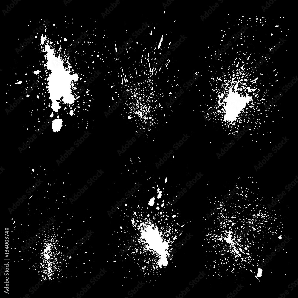 Set of white splash on black background Stock Vector | Adobe Stock