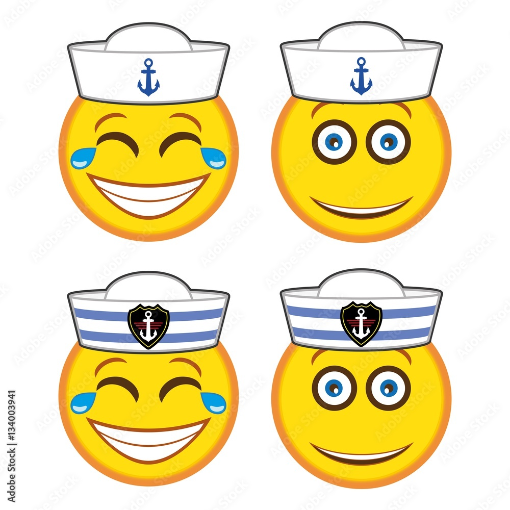 SMILEY WITH NAVY HAT, EMOJI SAILOR illustration vector Stock Vector ...