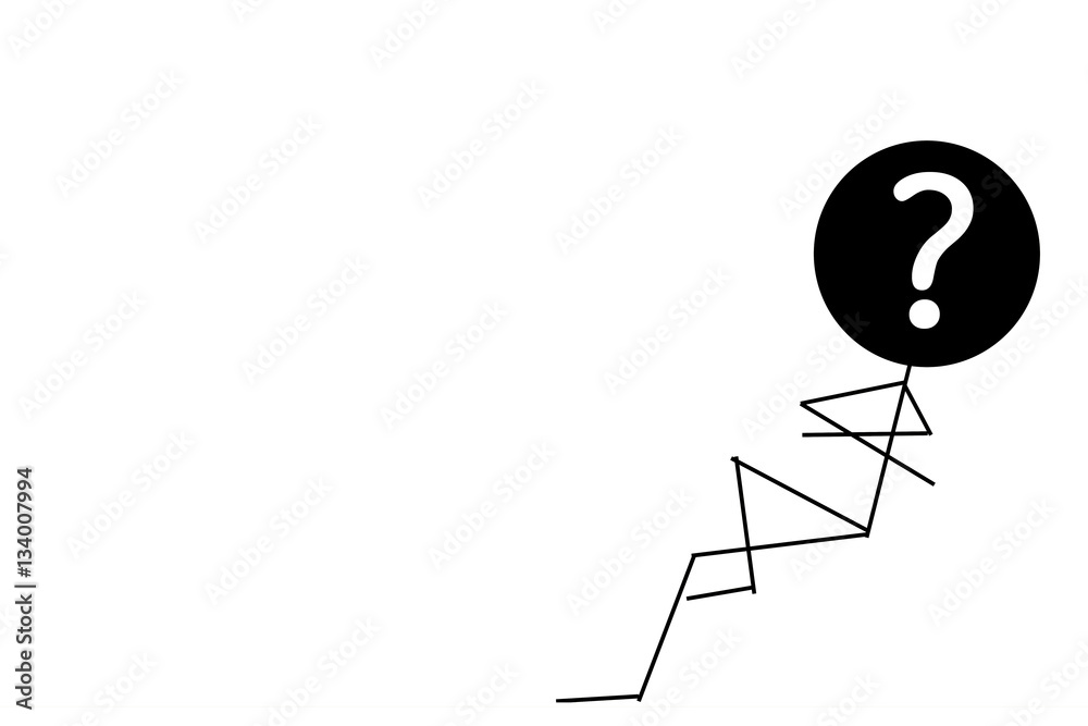 Simple stick man with question mark sitting without bench. Stock ...