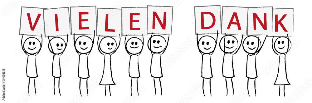 Personen mit Plakat - Vielen Dank Stock Vector | Adobe Stock