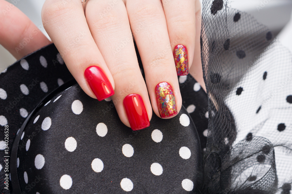 Amazing manicure and natural nails with gel polish. Attractive modern ...