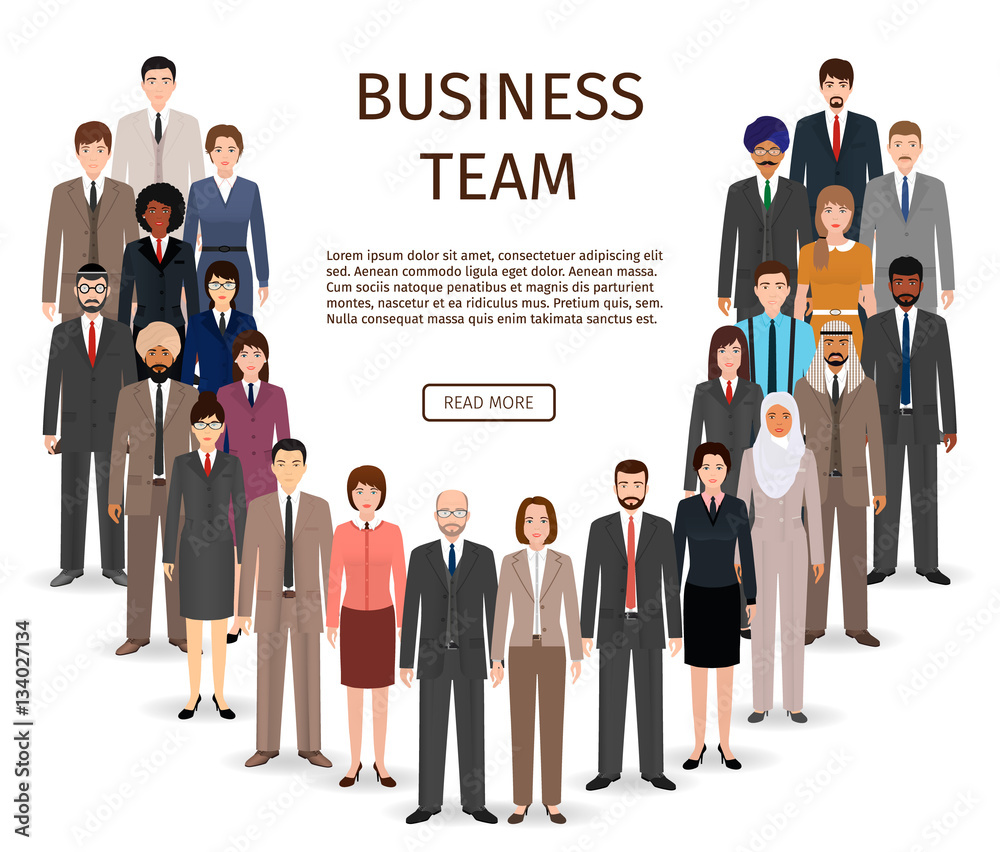 International business team. Group of office employee people standing ...
