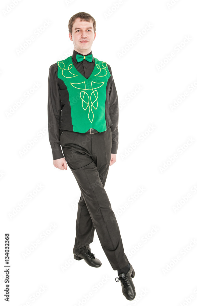 Foto de Young man in costume for irish dance isolated do Stock | Adobe ...