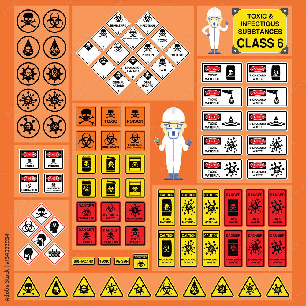 Vettoriale Stock Dangerous Goods and Hazardous Materials - Set of Signs ...