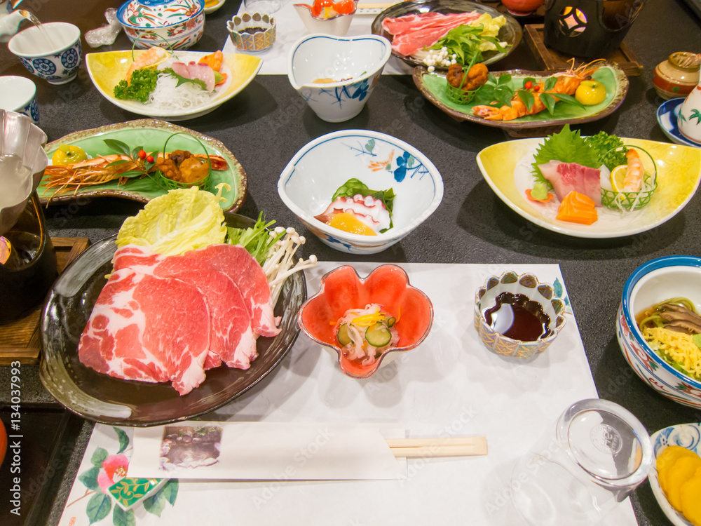 Japanese traditional full-course meal Stock Photo | Adobe Stock
