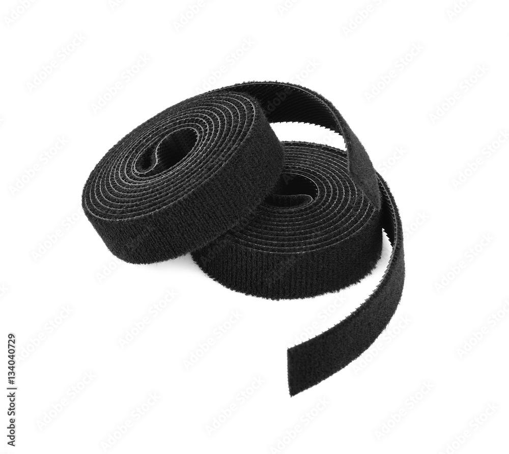 Rolls of Velcro tape Strips isolated on white background Stock Photo ...